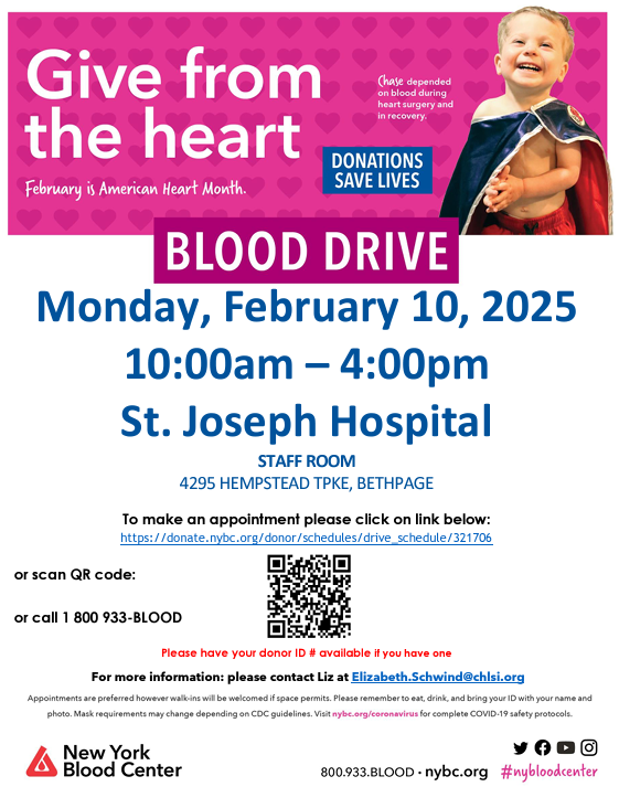 St. Joseph Hospital Blood Drive - February 10